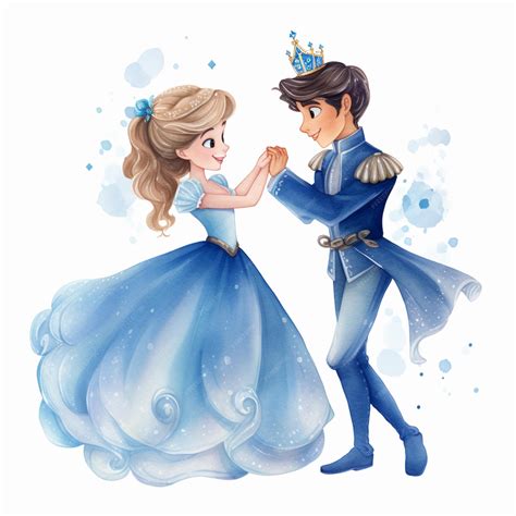 Premium Ai Image Cinderella And Prince Dancing Together In A Blue