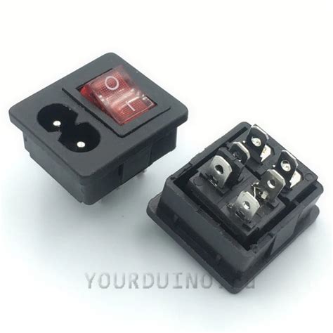 Разъем питания с выключателем Iec 320 C8 220В 2 5А