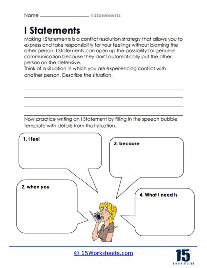 I Statements Communication Worksheet