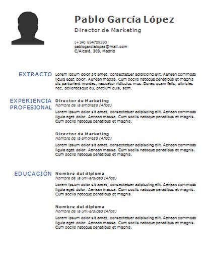 Curriculum Vitae Cronológico Plantilla Curriculum Vitae
