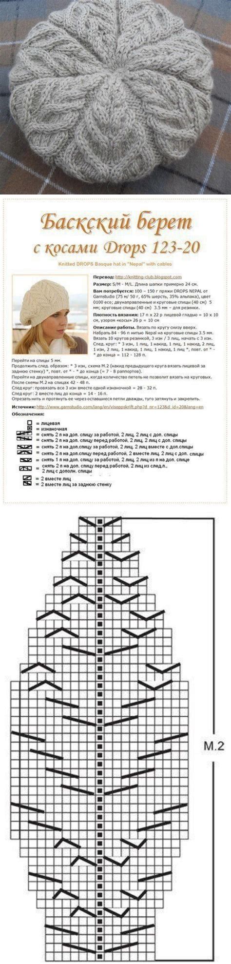 Связать берет спицами схема описание найдено 90 изображений