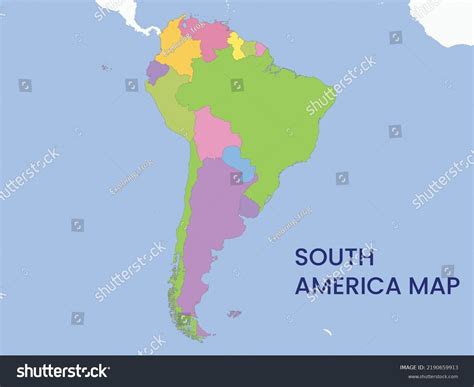 High Detailed Map South America Outline Stock Vector Royalty Free