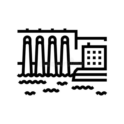 Hydro Station Hydroelectric Power Line Icon Vector Illustration Stock Illustration