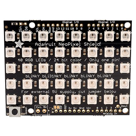 adafruit 1430 neopixel shield for arduino 40 addressable rgb leds rapid electronics