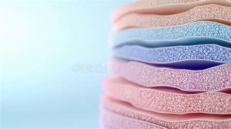 Cross Section Of Skin Tissue Under A Microscope Showing Layers Of Cells And Structures