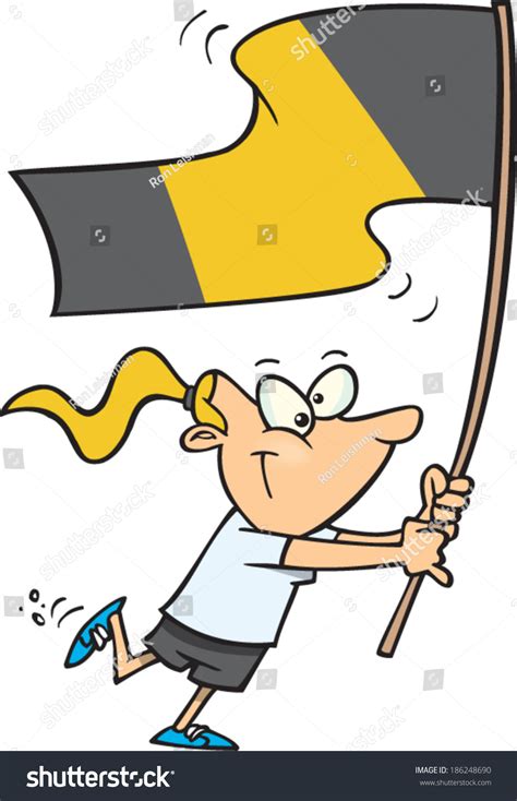 Cartoon Girl Waving Flag Stock Vector Royalty Free 186248690 Shutterstock