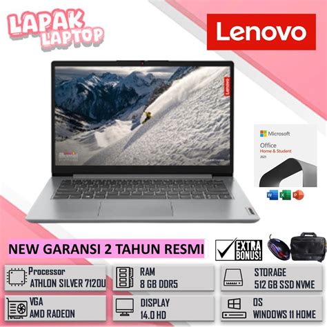 Jual Laptop Lenovo Ideapad Slim Amd Athlon Silver U Ram Gb Gb Ssd Windows