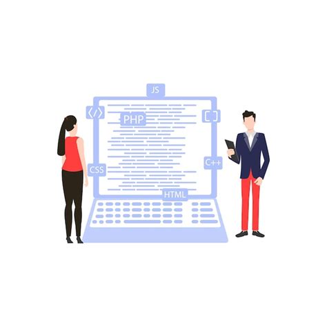 Premium Vector Boy And Girl Working On Website Coding