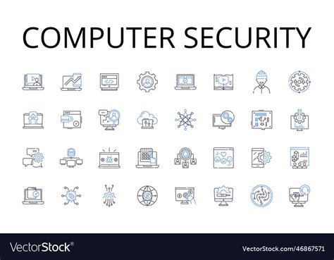 Computer Security Line Icons Collection Data Vector Image