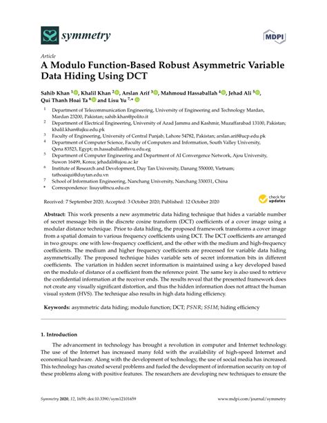 Pdf A Modulo Function Based Robust Asymmetric Variable Data Hiding