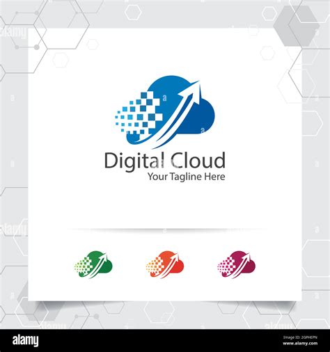 Cloud Hosting Logo Vector Design With Concept Of Data Upload Symbol Cloud Computing Vector