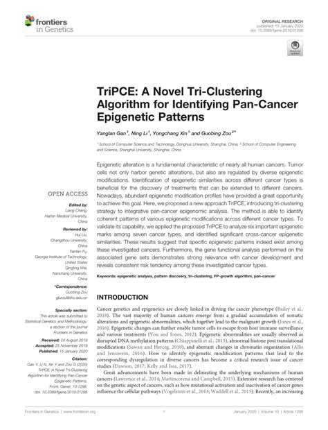 Pdf Tripce A Novel Tri Clustering Algorithm For Identifying Pan