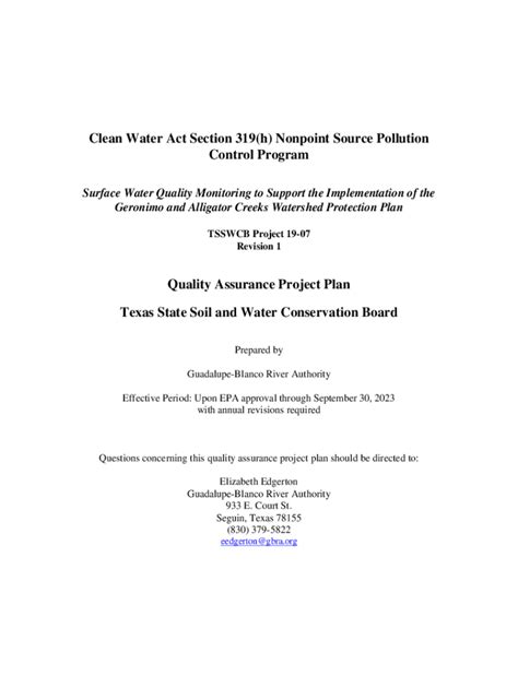 Fillable Online Tsswcb Texas Surface Water Quality Monitoring To Support The Implementation Of