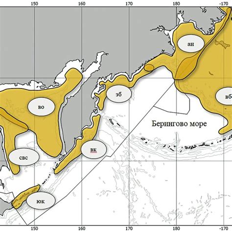 Map Of The Location Of The Main Groups Stock Units Of Walleye Pollock