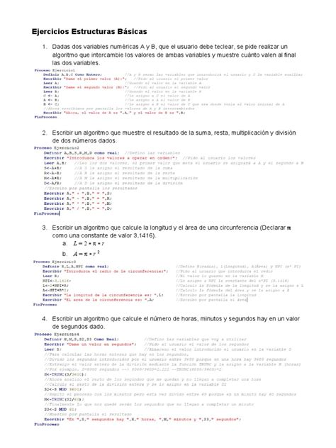 Ejercicios Resueltos Pseudocódigo Pdf Algoritmos Estructura De Datos De Matriz