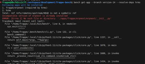 Error On Cloning And Installing Hrms Erpnext Frappe Forum