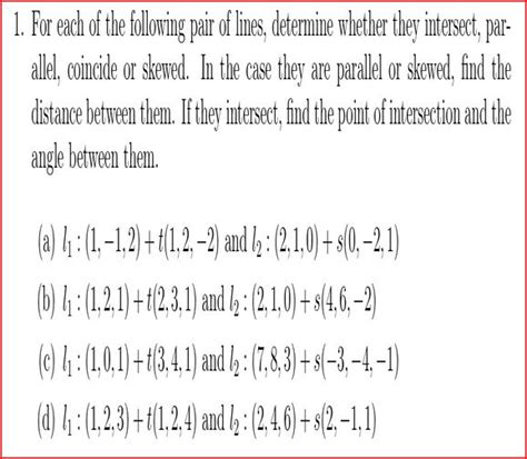 solved for each of the following pair of lines determine