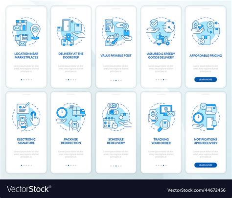 Delivery Service Advantages Blue Onboarding Vector Image
