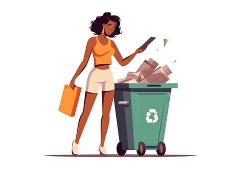 Premium Ai Image People Putting Wrapper In Trash Can Vector Website