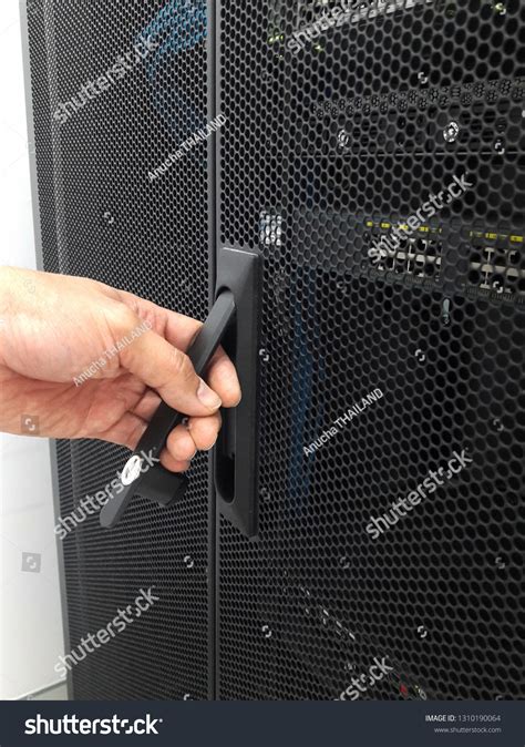 Man Open Door Computer Server Rack Stock Photo Shutterstock