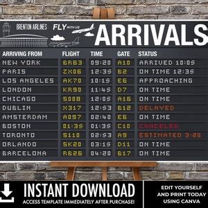 Airplane Party 36x24 Poster Arrival Signs Airport Terminal Sign