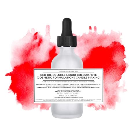 Red Oil Soluble Liquid Colour Dye Cosmetic Formulation Candle Mak