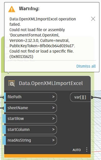 Dataopenxmlimportexcel Operation Failed Could Not Load File Or Assembly Documentformat