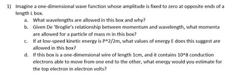 Solved Imagine A One Dimensional Wave Function Whose Chegg