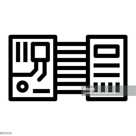 Printed Circuit Board Layout Microchip Contacts Line Icon Electronics Concept Pcb Vector Sign On