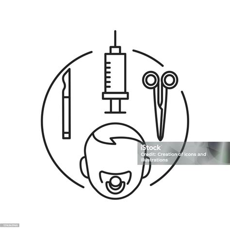 소아 수술 블랙 라인 아이콘입니다 의료 서비스 및 치료 어린이 웹 페이지 모바일 앱 프로모션에 대한 픽토그램 Ui Ux Gui 디자인 요소입니다 0명에 대한 스톡 벡터 아트