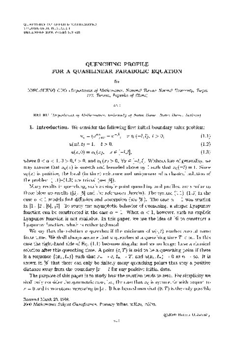 Pdf Quenching Profile For A Quasilinear Parabolic Equation