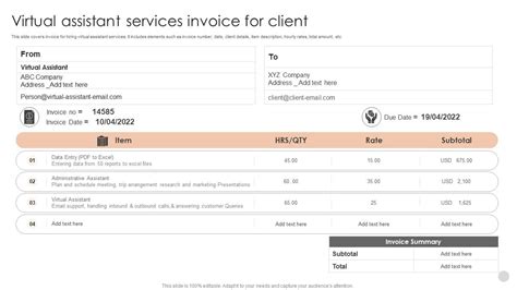 Virtual Assistant Services Invoice For Client Topics Pdf