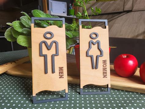 Toilet Sign Design Svg Men And Women Restroom 3 Layer Wood Digital
