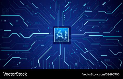 Ai Chip Background Processor On Light Blue Tech Vector Image