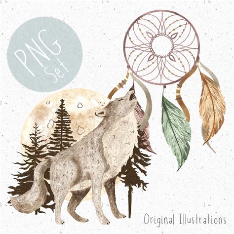 Boho Wolf Png Set Claire Eddie Art