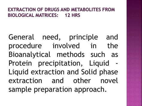 Extraction Of Bioanalytical Sample Pptx