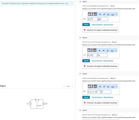 Solved Part C The Switch In The Figure Figure 1has Been In