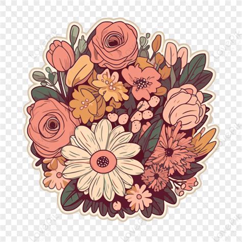 꽃 부케 그래픽 스티커 클립 아트 벡터상표 Png 일러스트 무료 다운로드 Lovepik