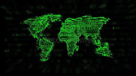 Digital Matrix Earth Map Code Stock Illustration Illustration Of Light Rays 365759001