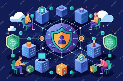 Premium Vector Blockchain Technology Securing Transactions In A Decentralized Network