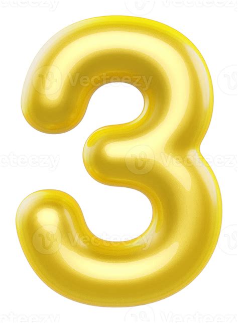 3d Number 3 Golden 11287927 Png