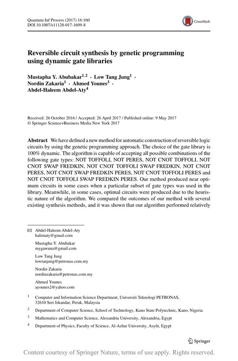 Reversible Circuit Synthesis By Genetic Programming Using Dynamic Gate