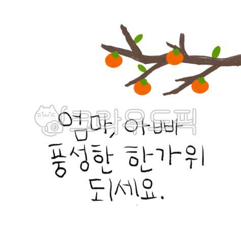 추석 한가위 보름달 감나무 손글씨 사진이미지일러스트캘리그라피 Ribboncasa작가