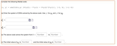 Solved Consider The Following Matlab Code T Y Ode23