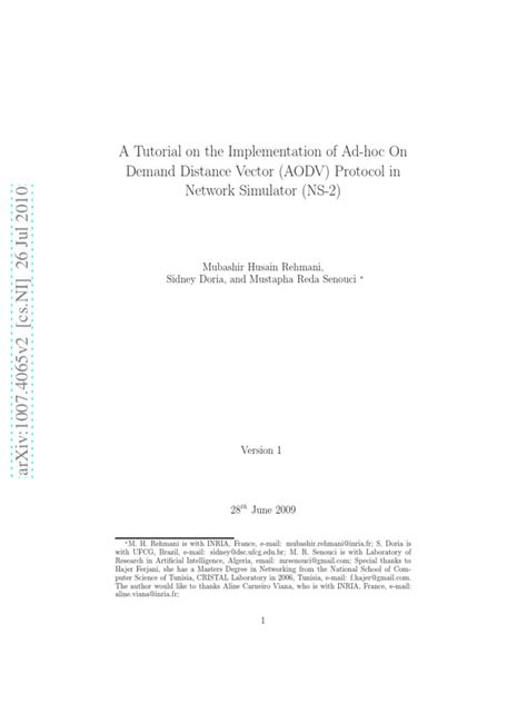 Aodv In Ns2 Pdf Wireless Ad Hoc Network Internet Protocols