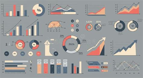 A Collection Of Various Charts And Graphs On A Gray Background Bar