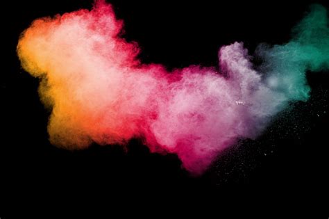 검은 배경에 다 색된 파우더 튄 추상화 컬러 파우더 비 말의 움직임을 동결 색상 배경에 먼지 폭발입니다 검은색에 대한 스톡 사진