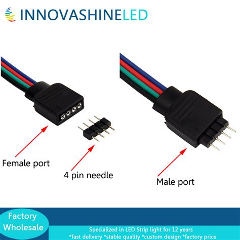 4pin Led Rgb Female Connector Male Female Plug Header End Connectors Wire Cable For Led Strip