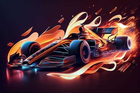 3d 스타일 일러스트레이션 F1 경주용 자동차추상 공간 부족 속도 효과 배경 포뮬러 1 프리미엄 사진