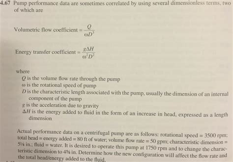 Solved Pump Performance Data Are Sometimes Correlated By Chegg Com